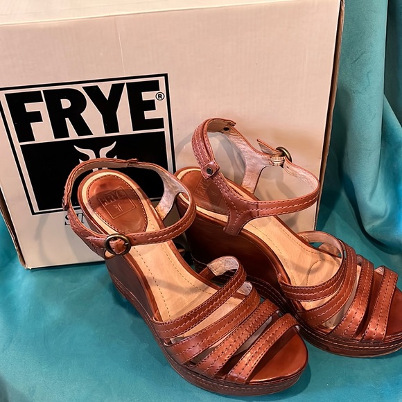 Frye | Shoes | Frye Caramel Leather Stitch Detailing Wedges | Poshmark